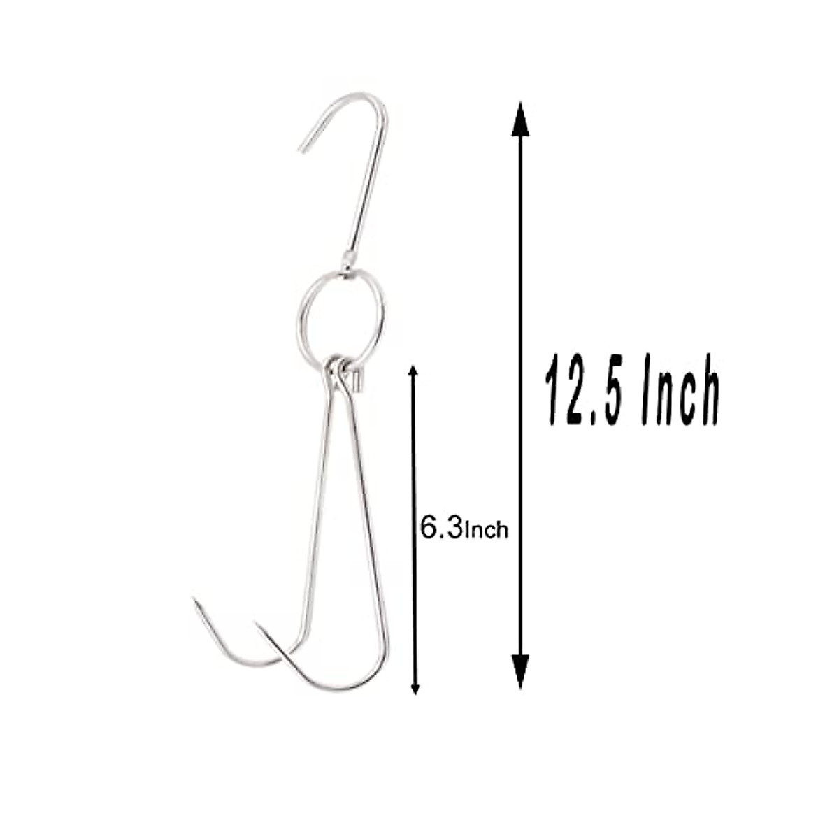Alele Meat Hooks Butcher Hook 12.5inch Double Hooks Processing Meat Hook Stainless Steel Rotary Device Slaughtering Barbecue