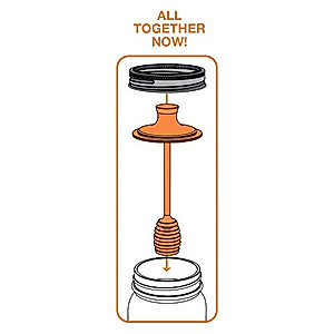 Jarware Honey Dipper Lid for Regular Mouth Mason Jars, Orange, 16-Ounce