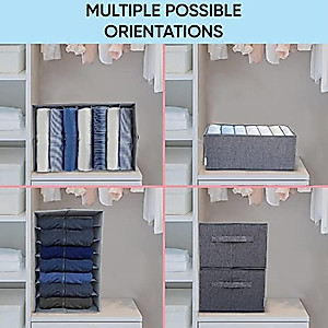 Unmundane 7-Grid Gray Linen Wardrobe Clothes Organizer (2-Pack) | Large, Reinforced, Washable, & Foldable | Store Jeans, Shirts, Sweaters, Underwear