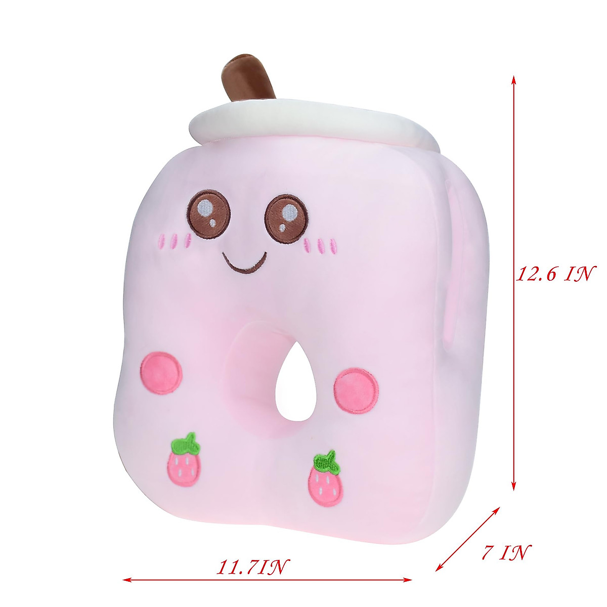 Boba Milk Tea Plushie Stuffed Toy Cute Soft Strawberry Bubble Tea Plushie Pillow Kawaii Hugging Present for Kids (Pink)