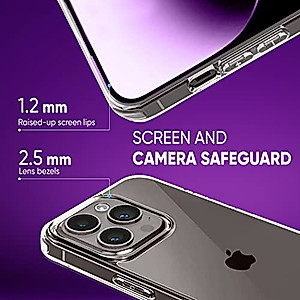 EXORO iPhone 14 Pro Max Case Clear Design with Shockproof Hard PC Back Cover and Soft TPU Protective Slim Bumper Phone Case - Non-Yellowing and Anti-Fingerprint Clear Phone Case iPhone 14 Pro Max