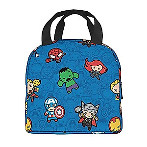 Jxcbnzu Cartoon Lunch Box, Reusable Insulated Lunch Tote for Men And Women, Leak Proof Insulated Lunch Box, Food Tote, Large Capacity, Suitable for Travel Work, School Picnic