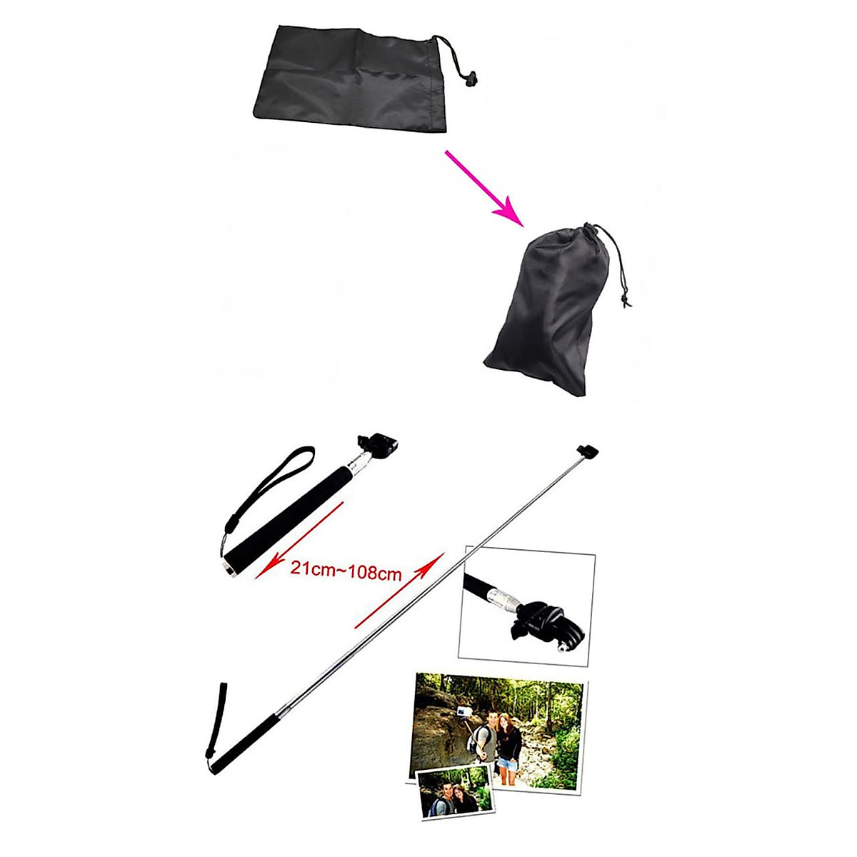 Mikikit Action Camera Accessory Kit 42PCs Set Complete Action Camera Accessories Selfie Stick for Camera