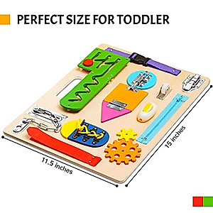 Montessori Busy Board for Toddlers, Wooden Sensory Toys, Preschool Learning Activities for Fine Motor Skills Travel Toy, Basic Life Skills Educational Gifts for 1 2 3 Years Old Kids Boys Girls