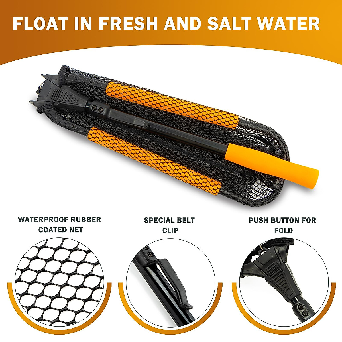 MoiShow Floating Fishing Net - Fishing Landing Net Foldable Fishing Net for Freshwater or Saltwater - Folding Fishing Net and Fly Fishing net
