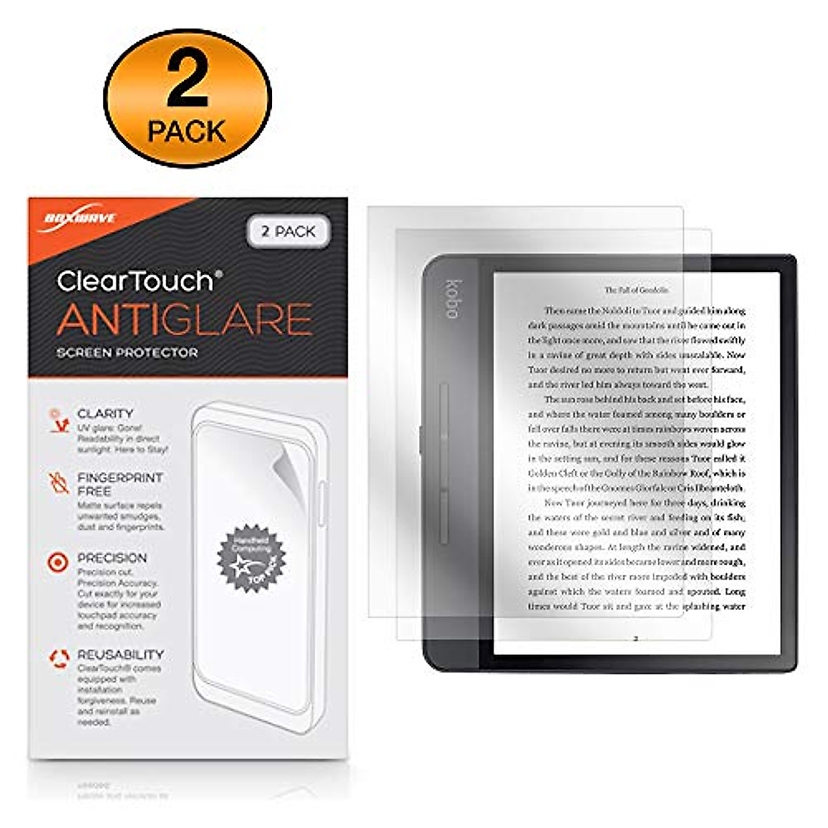 BoxWave Screen Protector Compatible with Kobo Forma - ClearTouch Anti-Glare (2-Pack), Anti-Fingerprint Matte Film Skin for Kobo Forma