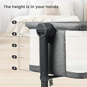 Baby Bassinet Bedside Sleeper for Baby, 4-Sided All Mesh Breathable Bedside Bassinet, Li’l Pengyu Co Sleeper for Newborn, with Washable Soft Mattress Bedside Crib (Grey)