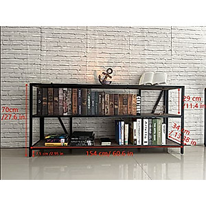 Industrial Bookshelf 3 Shelf Bookcase,Rustic Farmhouse Book Shelves,Solid Wood Three Tier Open Bookcase ,Industrial Wood and Black Metal Bookshelves, Industrial Bookshelf for Living Room Home Office