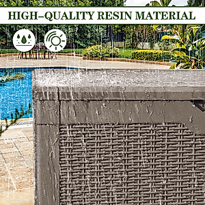 Greesum 100 Gallon Resin Deck Box Lockable Large Outdoor Storage Boxes for Garden Tools, Patio Furniture Cushions, Pool Supplies, Light Coffee