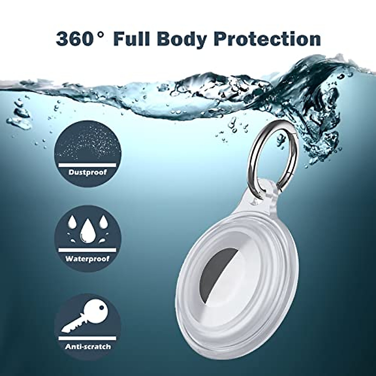 TEAMOLA Airtag Holder, 5Pcs Silicone Waterproof Full Body Protective Case Airtag Keychain Air Tag Case Holder for Kids, Dog, Pet, Backpack - Anti-Scratch - Shockproof - Anti-Loss Airtag Accessories