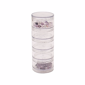 5 Large Round Stacked Storage Set Jars Stone Small Parts Beading Jewelry Making Findings Stackable Organizer Containers