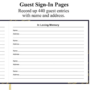 Funeral Guest Book - GuestBook for Memorial & Funeral Services, Guest Sign-in Book & Guestbook Planner, 440 Guests Entries with Name & Address, Memory Book for Funeral Guest Registry, 9" x 7", Black