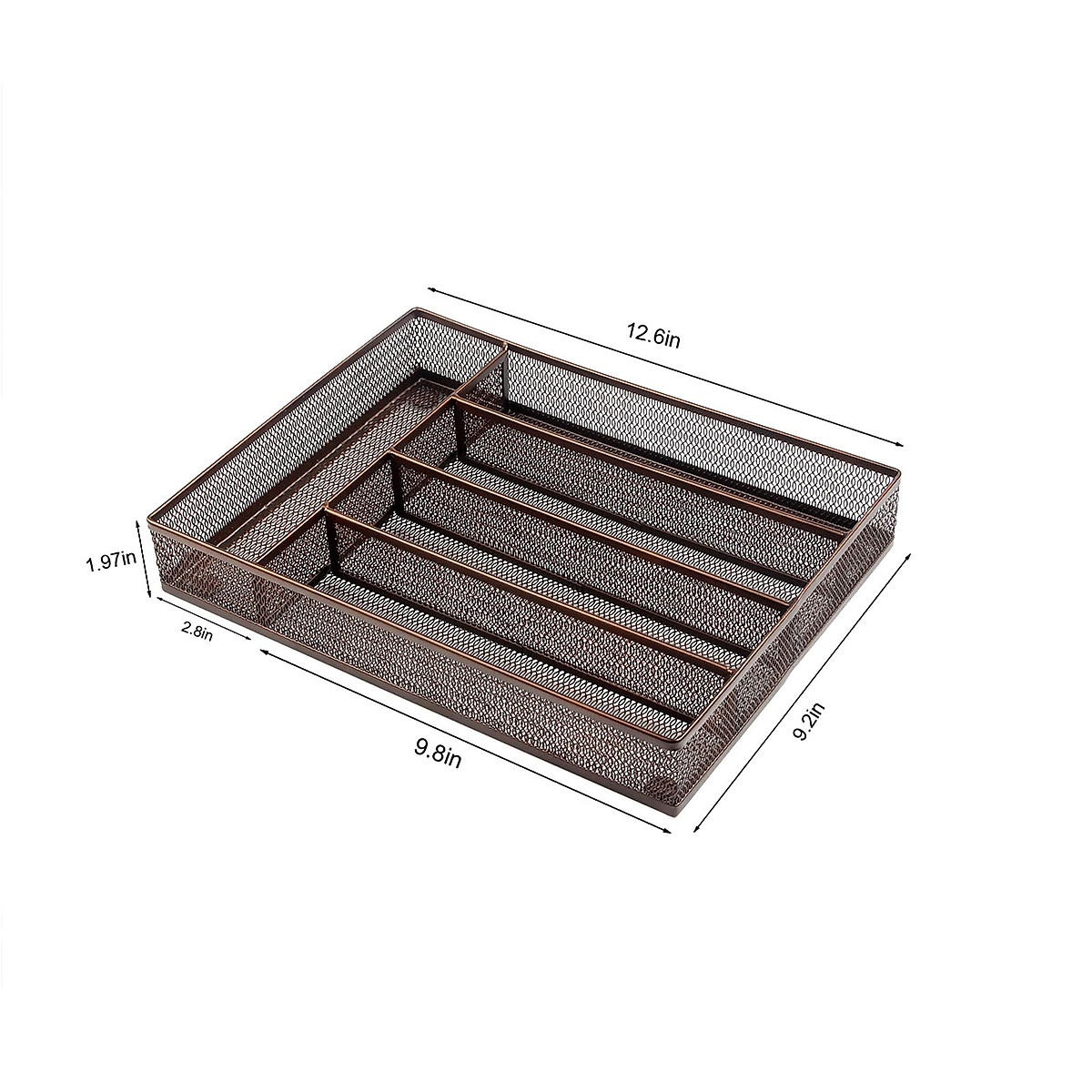 GBmall Kitchen Cutlery Trays, 5 Compartments Steel Mesh storage | The Mesh Collection (Coffee)