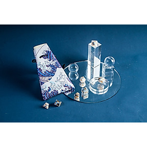 QIELIZI DND Dice Bag Pouch,PU Leather Dragon Dice Pouch Wih 7 Die Set Perfect for Dungeons and Dragons RPG D&D Dices, Coins and Accessories(Huge Wave)