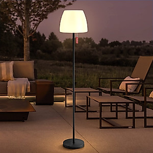 uuffoo Solar Floor Lamp Outdoor&Indoor, 2 in 1 Solar and USB Charging, Dimmable RGB Color with Light Sensor, IP44 Cordless Floor Lamp for Living Room Camping Terrace Garden Yard (A)