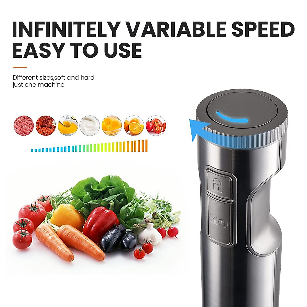 MIUI Immersion Handheld Blender - Blenders for Kitchen Hand Mixer Set, 14-Speed Stainless Steel Blade & Body Hand Stick, Hand Blender Electric With Egg Whisk, Perfect for Kitchen Mixing and Pureeing