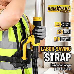 Drywall Sander with Labor-Saving Strap, Electric Sander for Drywall with Vacuum Attachment, Auto Dust Absorption, 7 Variable Speed 500-1800RPM, 26' Power Cord, Power Ceiling Sander for Popcorn Ceiling