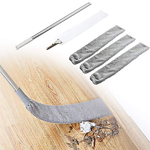 PEACHICHA Retractable Microfiber Dust Brush Gap Mop, Gap Duster Brush, Cleanning Dust Brush, Microfiber Duster Kit for High Ceiling,3 Cleaning Dust Replacement Head and 1 Extension Pole