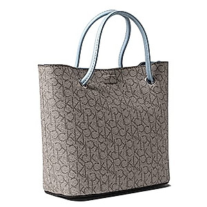 Calvin Klein Gabrianna Painterly Logo Mini Tote Crossbody Mini Textured Almond/Taupe/Cloud One Size