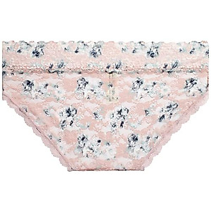 Jessica Simpson Women's Hipster Underwear - 5 Pack Microfiber Lace Trim No Show Seamless Panties, (Sizes: S-XL), Size Medium, Mauve/Angel Wing/Indigo/Blue