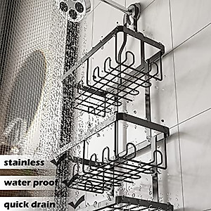 COVAODQ Shower Caddy Over Shower Head,Hanging Shower Caddy Over Head Shower Caddy Bathroom Organizer with Hooks for Towels, Sponge Rustproof & Waterproof