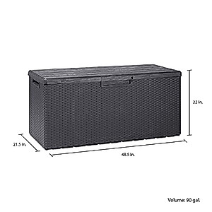 Toomax Z175E097 Portofino Weather Resistant Heavy Duty 90 Gallon Novel Resin Outdoor Storage Deck Box w/Lockable Lid & 450 Pound Weight Capacity, Gray