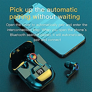 FengLS Wireless Earbuds Bluetooth Headphones Touch Control Ipx5 Waterproof Digital Display Touch-Control Wireless Bluetooth Earphones Built-in Mic Stereo (Black)