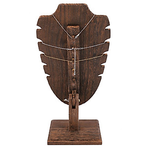 MOOCA Wooden Freestanding Necklace Easel Display Stand - Adjustable Slope Jewelry Showcase Holder for 6 Necklaces, Brown Color