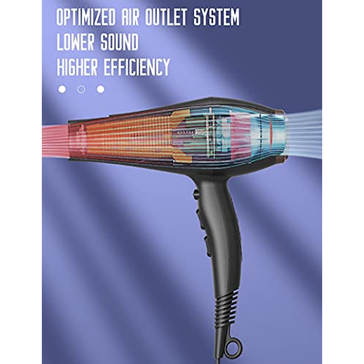 Hair Dryer Blow Dryer with Diffuser Brush Comb Attachments Powerful AC Motor for 3c Thick Hair Curly Women Professional Salon Best Hair Dryer(Black)