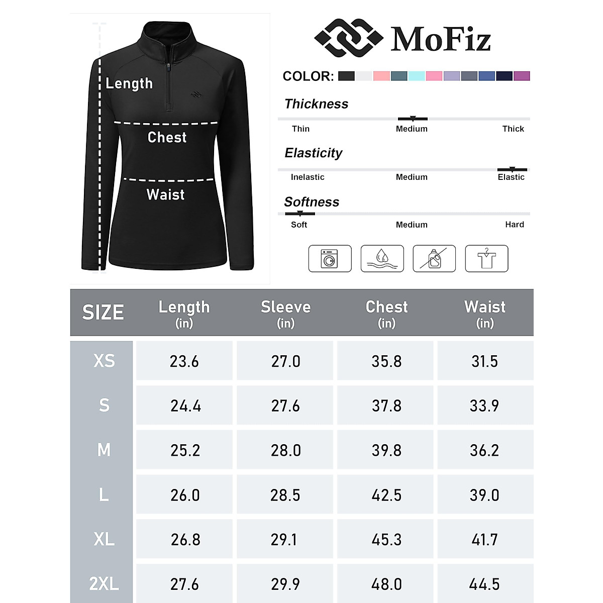 AjezMax Long Sleeve Zipper Shirts for Women Athletic Outdoor Running Tops Black L