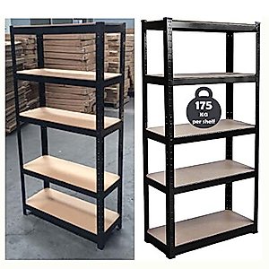 Feidak Steel Frame 59" x 28" x 12" Garage Shelf, Shelving Units and Storage Rack 5-Tier Garage Shelf, Storage Shelving Unit for Home/Office/Dormitory/Garage - Black