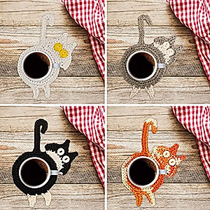 Cute Cat Butt Coasters 3Pcs, Handmade Crochet Cat Butt Coaster, Creative Kitty Butt Crochet Coffee & Tea Drink Coaster, Home Table Fun Cat Coaster, , Knitted Cat Bum Coaster for Cat Lover Gift