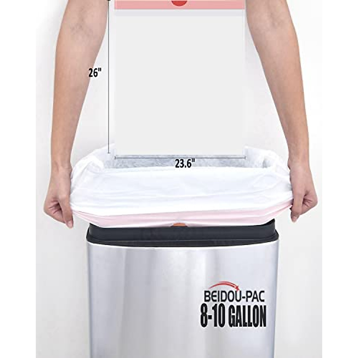 BEIDOU-PAC Trash Bags 8-10 Gallon Drawstring, 120 Count, Multifold Roll Garbage Bags, Large Kitchen Trash Bags, Odorless & Heavy Duty White Plastic Food Scrap Bags for Bathroom Bedroom Office Waste