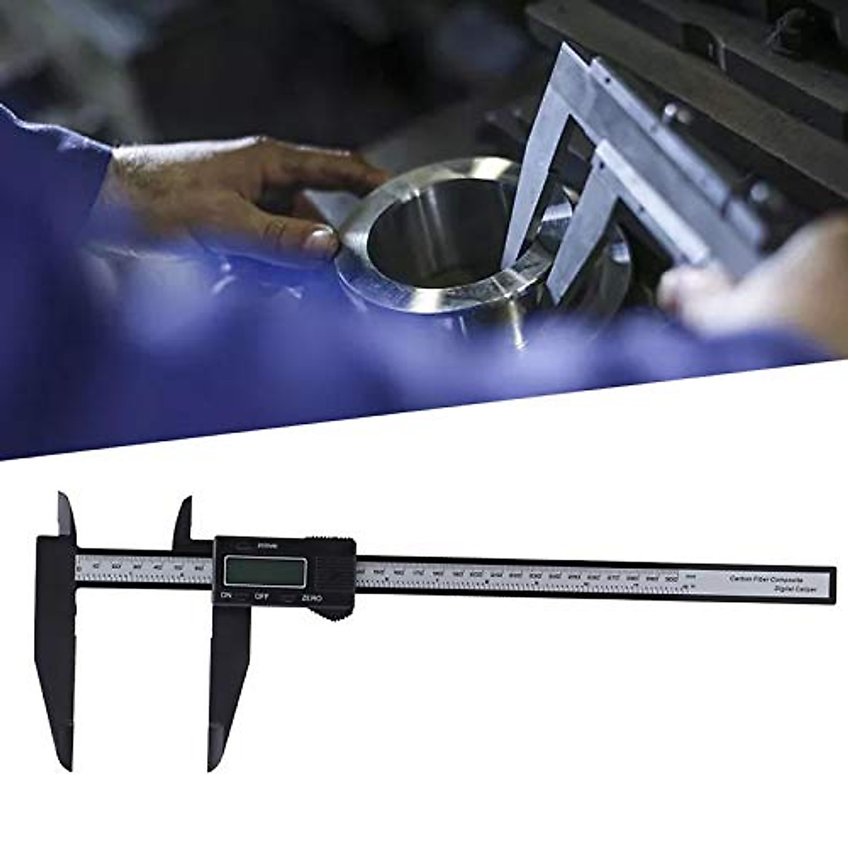 Cerlingwee Electronic Caliper, Digital Caliper Measuring Tool Measuring Tool Carbon Fiber Composite Material Two Styles for Office School(300MM Long-jaw Carbon Caliper)