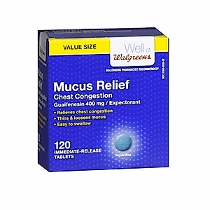 Walgreens Mucus Relief Chest Congestion Immediate-Release Tablets, 120 ea