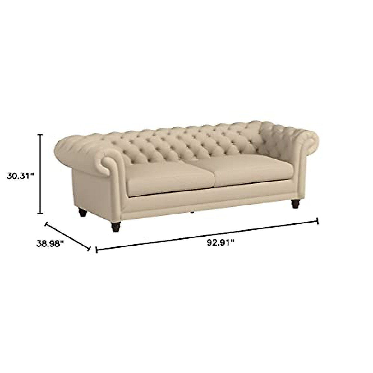 Amazon Brand - Stone & Beam Bradbury Chesterfield Tufted Sofa Couch, 92.9"W, Hemp