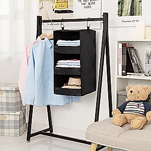 DonYeco 3-Shelf Hanging Closet Organizers and Storage, Collapsible Closet Storage Organizer, for RV Wardrobe Camp, Hanging Organizer for Shoes Toys Baby Clothes