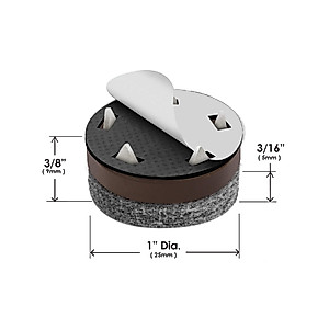 GorillaFelt Chair Leg Floor Protectors/Felt Chair Glides (Set of 16) Tap-On Felt Furniture Pads Guaranteed to Stay On, 1 Inch Round Chair Sliders