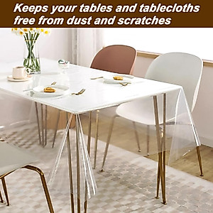Fixwal Clear Plastic Table Cloth Protector, 60 x 108 Inch 100% Waterproof Vinyl PVC Table Cloth, Oil Spill Proof, Wipe Clean Rectangle Table Cover for Dining Table, Parties & Camping