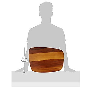 nambe Blend Bread Board with Knife | Made of Acacia Wood and Stainless Steel | Wooden Board with Serrated Knife for Cutting Fresh Bread | Designed by Neil Cohen