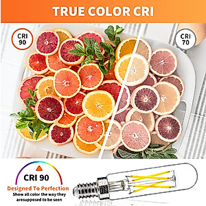 ALAMPEVER 5.5W (60W Equivalent) Dimmable T6 LED Edison Bulbs, E12 Candelabra Base, 5000K Daylight, CRI90, 550LM, Clear Vintage Tubular Bulb, 6-Pack