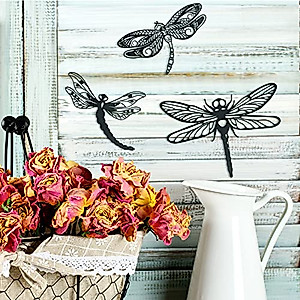 Moxweyeni 3 Pieces Metal Dragonfly Wall Decor Outdoor Dragonfly Garden Art Metal Indoor Outdoor Fence Outside Hanging Decorations for Home, Living Room, Bedroom, Yard, Patio, Porch