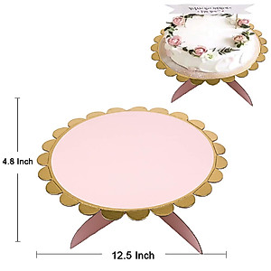 3-Pack Cardboard Cupcake Stand Dessert Tower 3 Tier(2PC) + 1Tier(1PC) Paper Cake Stand (Pink and Gold)
