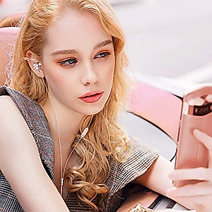 Mijiaer in-Ear Earbuds Wired, Wired Ear Buds with Microphone 3.5mm Jack Earphones Cute Headphones with Storage Case for Women, Girls, Teen Applicable for Small Ear (Rose Gold)