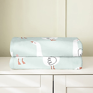Erosebridal Cute Goose Bed Blanket for Kids Child,Cartoon Hand Drawn Goose Pattern Throw Blanket 40x50 inch,Farm Style Duck Animal Fleece Blanket,Country Wildlife Flannel Blanket for Chair