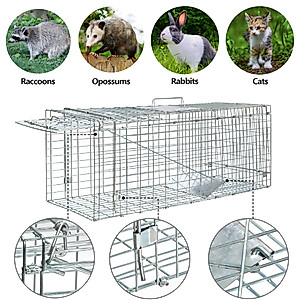 ANT MARCH Live Animal Cage Trap 32"x11.5"x13" Steel Humane Release Rodent Cage for Rabbits, Stray Cat, Squirrel, Raccoon, Mole, Gopher, Chicken, Opossum, Skunk, Chipmunks, Groundhog