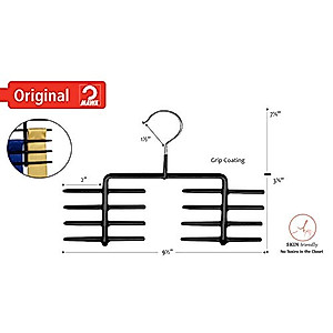 Mawa by Reston Lloyd Non-Slip Space Saving Butler Tie Hanger, Style KR, Set of 2, Black