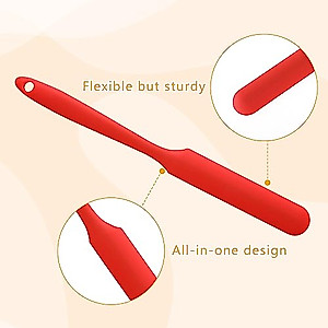 WLLHYF Color Silicone Spatula 6pcs 9.8in Extra Large Long Handle Non Stick Baking Icing Scraper Pastel Spreader Mixing Stir Sticks Cake Cream Pancake Fruit Resin Spread Scraper Set Mix 6 Colors