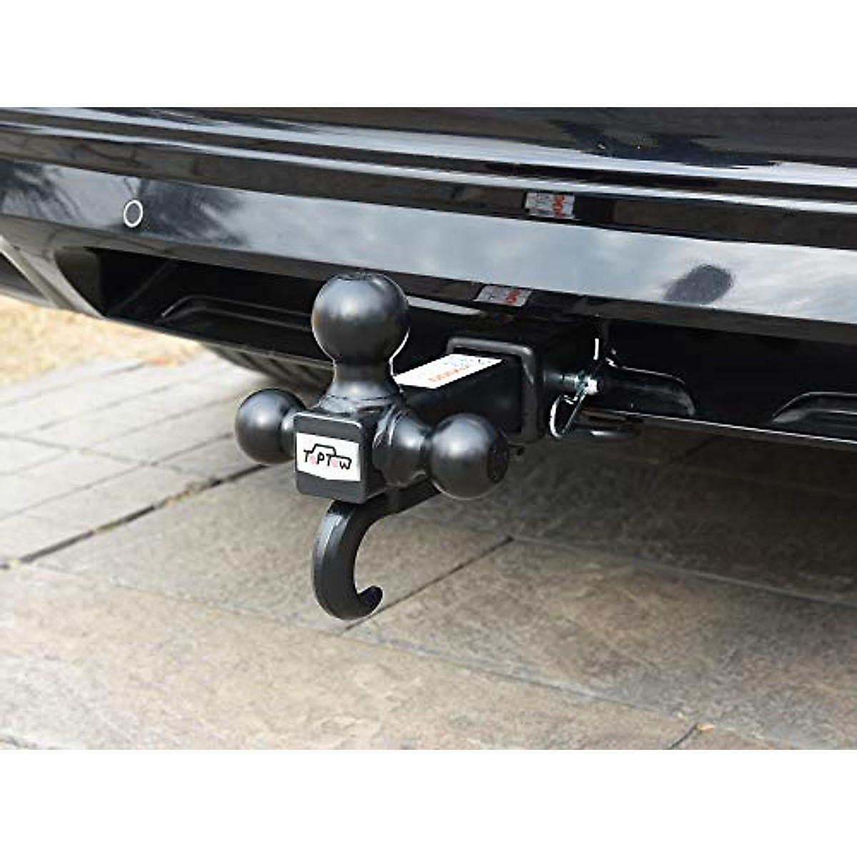 TOPTOW 64181 Trailer Receiver Hitch Tri Ball Mount with Hook Black Balls Fits for 2 inch Receiver