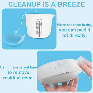 Creahaus 1000ML Large Silicone Measuring Cups for Resin, Easy to Read 36oz Silicone Mixing Bowl with 100ML Silicone Resin Mixing Cup, Easy Clean Reusable Epoxy Resin Supplies with Stir Stick, Pipettes